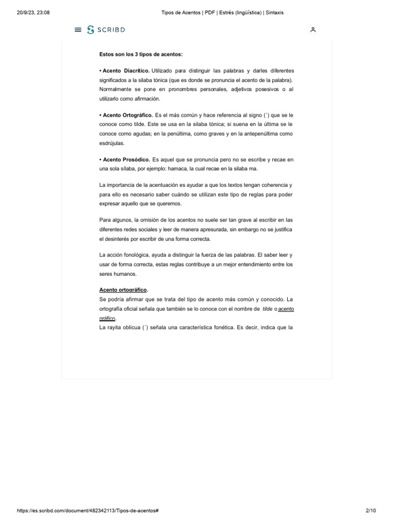 Guía de Acentos en Español | PDF