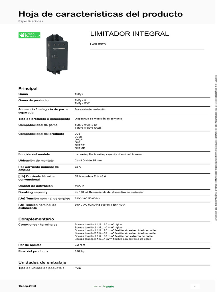 TeSys Ultra _ Tesys U_LA9LB920 | PDF