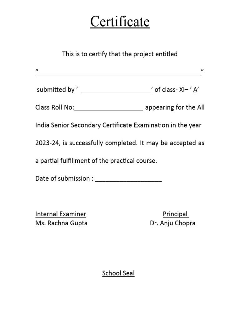 Project Certificate | PDF