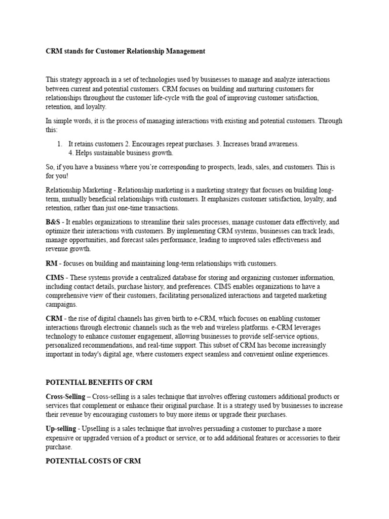 Understanding Customer Relationship Management | PDF | Customer ...