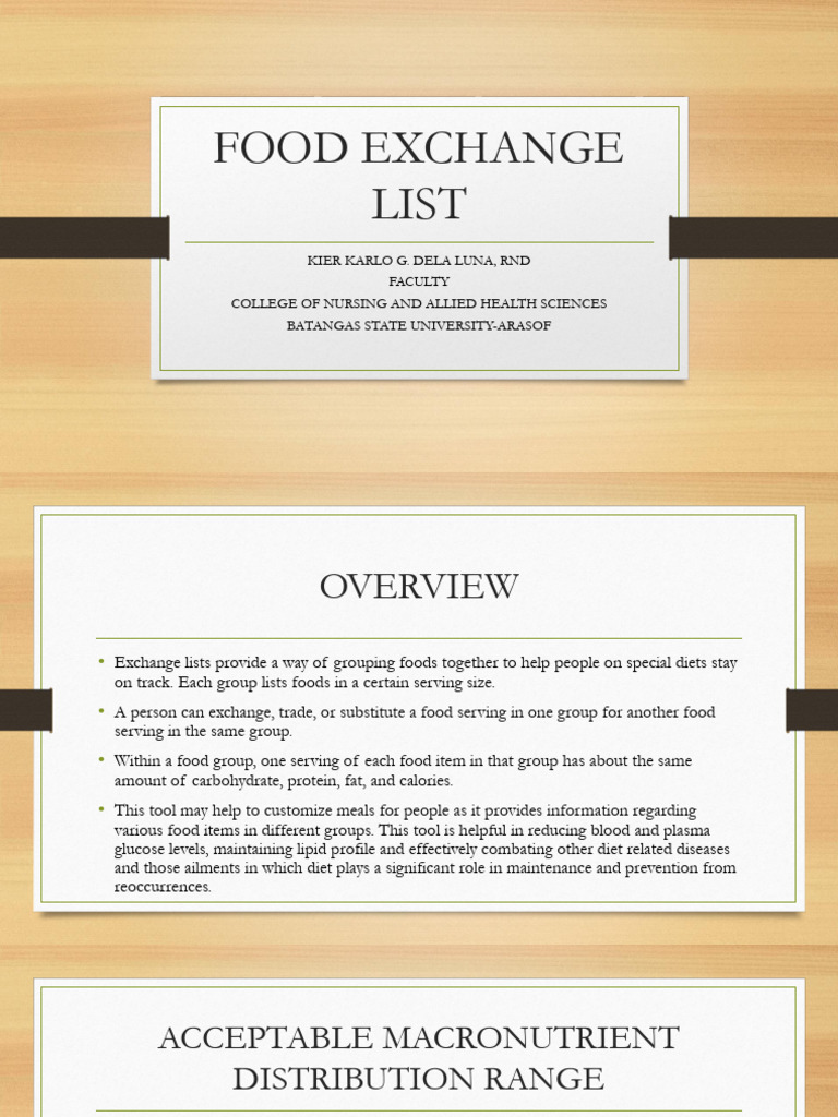 Food Exchange List Presentation | PDF