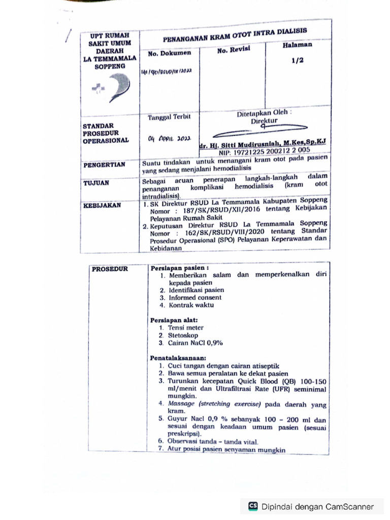 SPO Penanganan Kram Otot Intra Dialisis | PDF