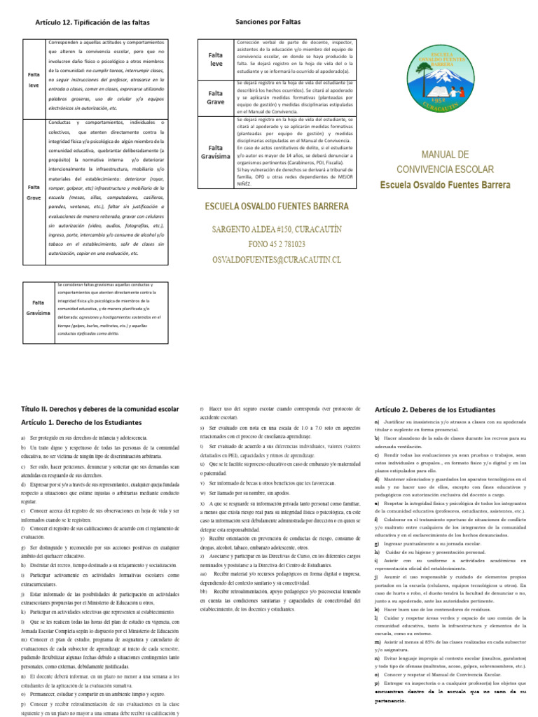 Triptico Manual de Convivencia | PDF