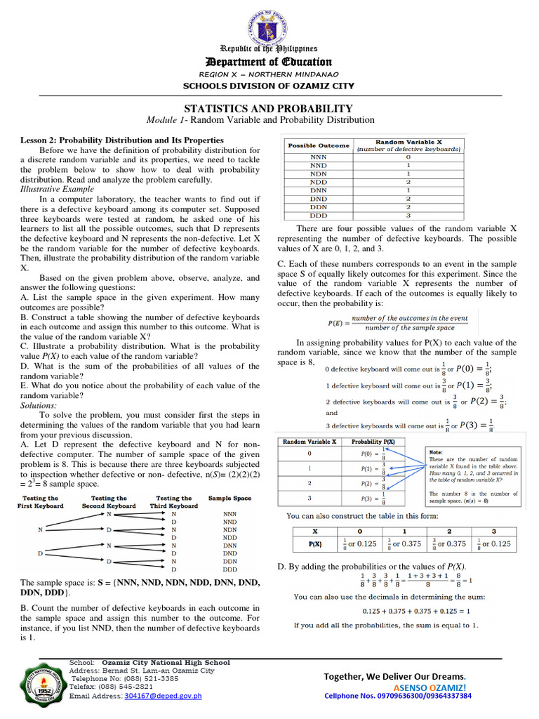 Random Variable and Probability Distribution | PDF