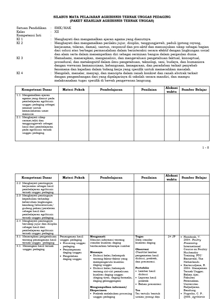 Silabus Agr - Pedaging - Xii Atu | PDF
