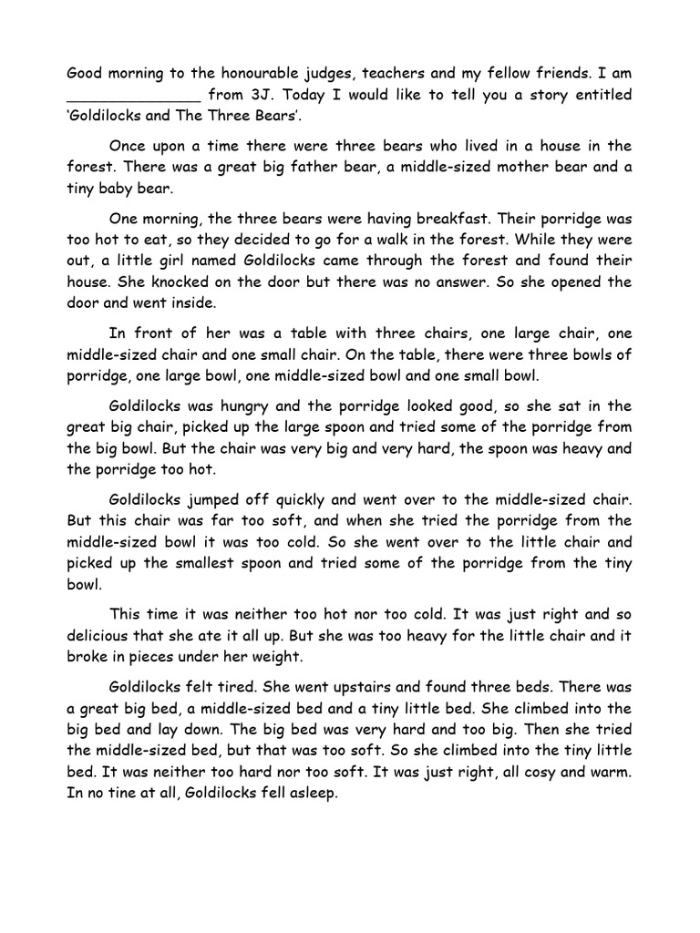 Goldilocks and the three bears | PDF | Goldilocks And The Three Bears