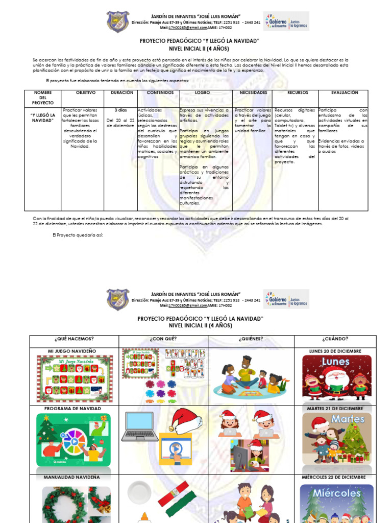 Proyecto Y Llegó La Navidad | PDF | Navidad | Educación de la primera infancia