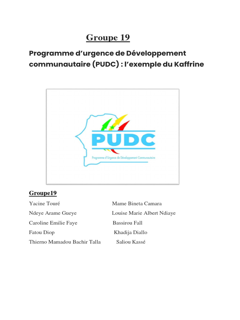 PUDC Au Kaffrine | PDF
