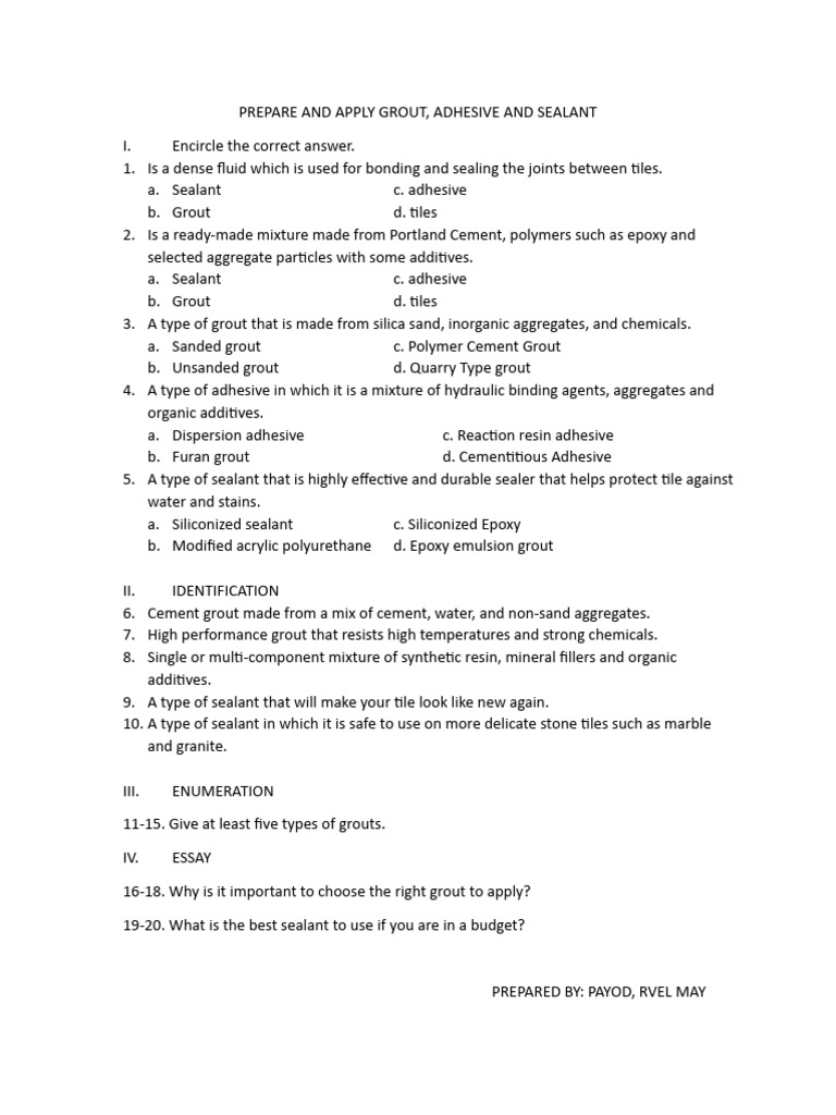 Prepare and Apply Grout - Payod | PDF
