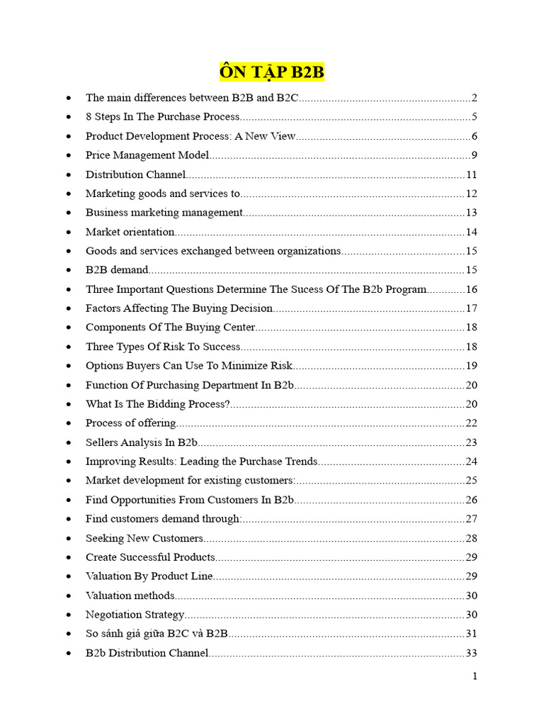 ÔN TẬP B2B | PDF