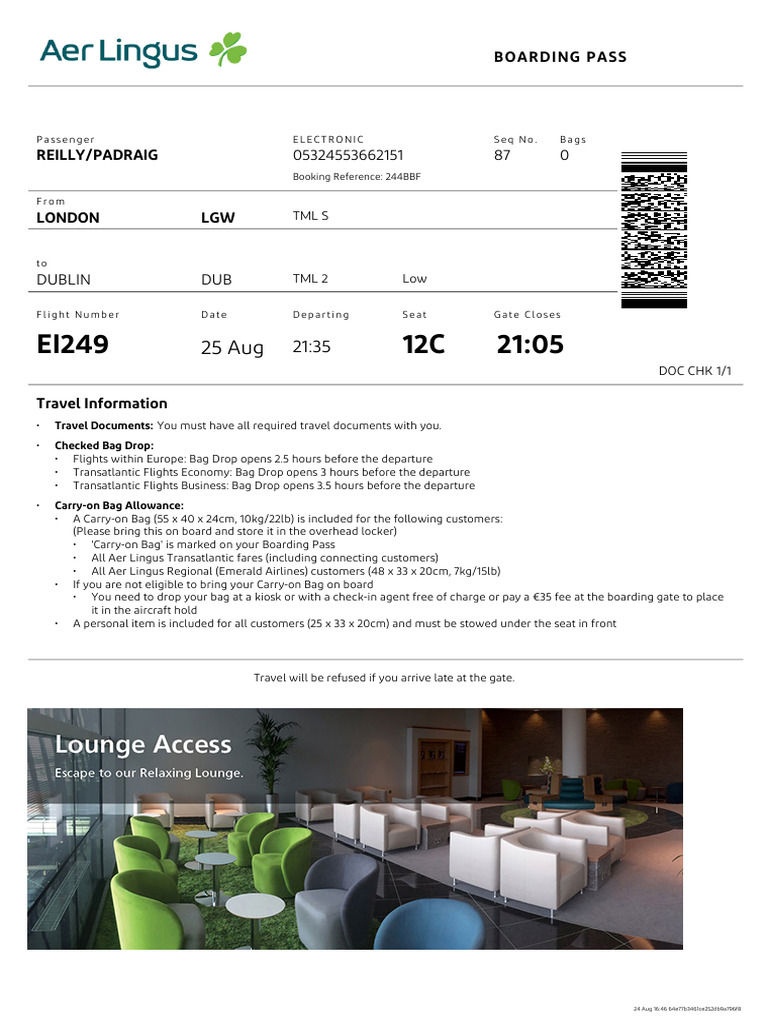 Boarding Pass: TML S | PDF
