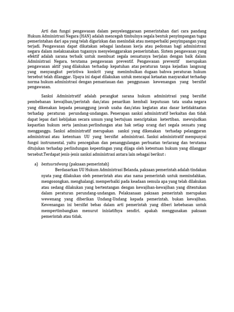 Pengawasan dan Sanksi Administratif HAN | PDF