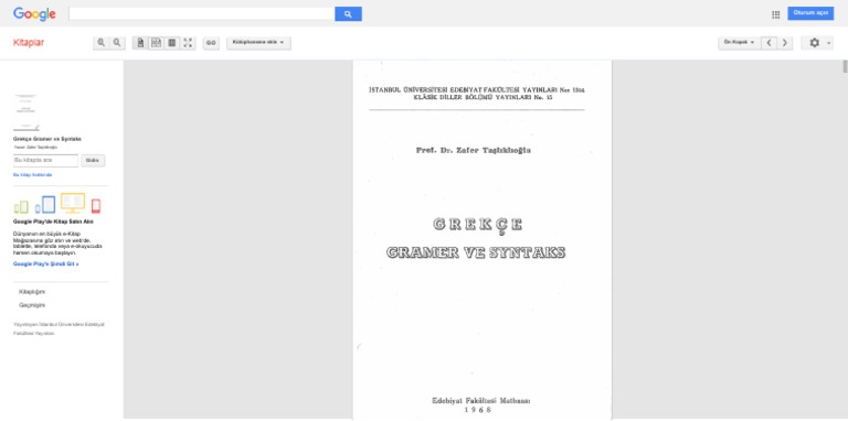 Grekçe Gramer Ve Syntaks - Zafer Taşlıklıoğlu - Google Kitaplar | PDF