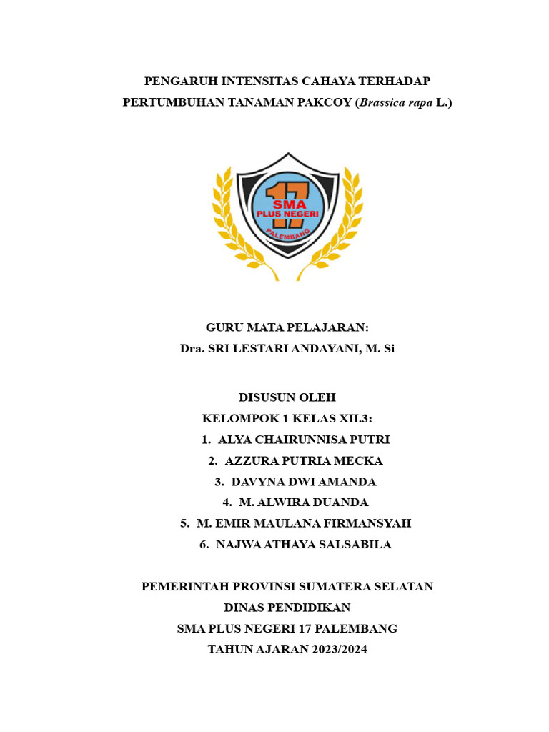 Pengaruh Intensitas Cahaya Terhadap Pertumbuhan Tanaman Pakcoy | PDF Pengaruh Intensitas Cahaya Terhadap Pertumbuhan Tanaman Pakcoy | PDF