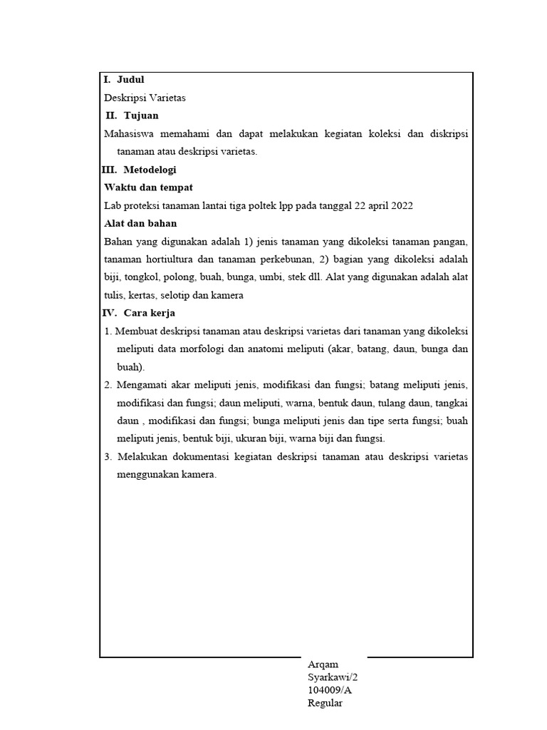 Deskripsi Varietas | PDF