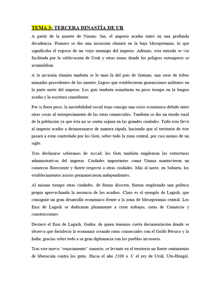 Tema 3 4 Tercera Dinastía de Ur | Descargar gratis PDF | Ur | Mesopotamia