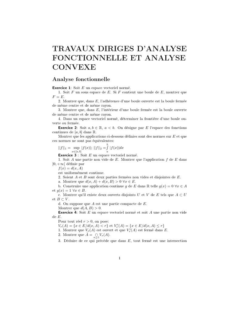 Exercices Corrigés d'Analyse Fonctionnelle | PDF