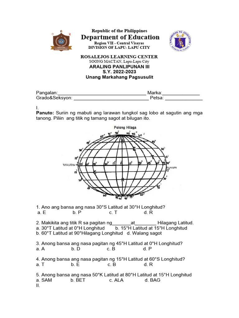 Testpaper Grade 6 | PDF