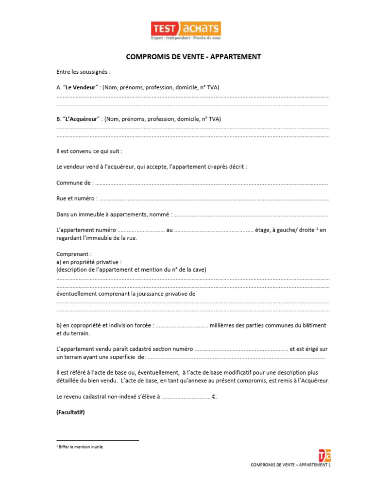 Compromis de Vente Appartement_2018 | PDF