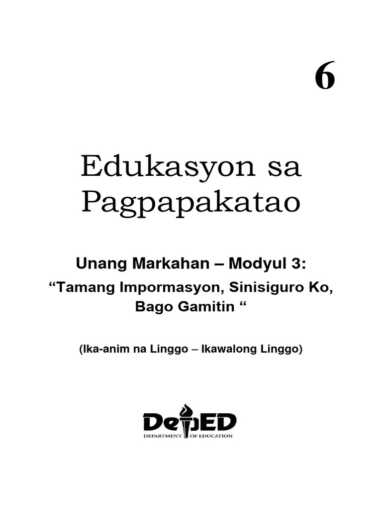 Edukasyon Sa Pagpapakatao: Unang Markahan - Modyul 3 | PDF