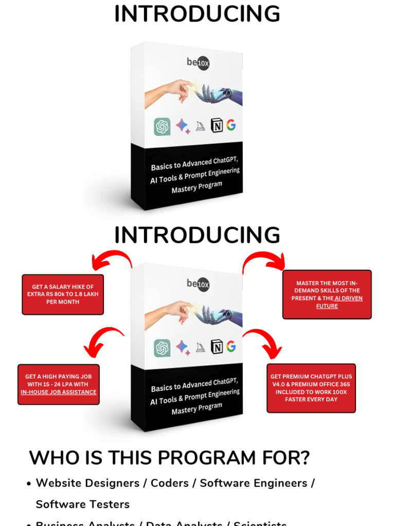 Basics To Advanced ChatGPT, AI Tools, Prompt Engineering, Excel, PPT, Tableau, SQL Mastery | PDF