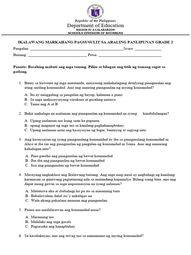 2nd Quarterly Test AP2 | PDF