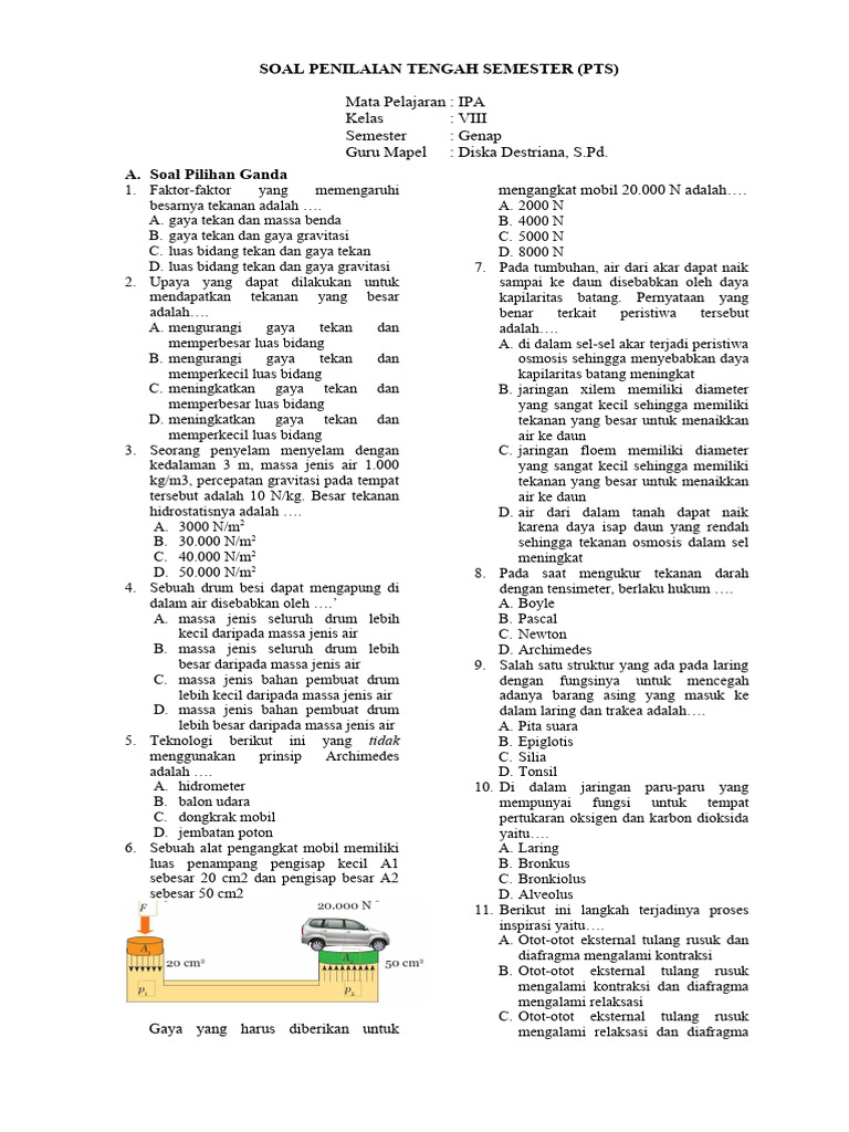 Soal PTS Ipa Kelas 8 Sem 2 | PDF