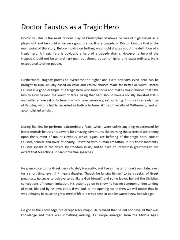 Dr. Faustus as a Tragic Hero (long version) | PDF