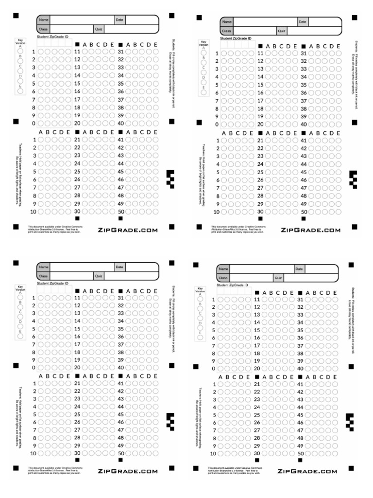 Answer Sheet Quiz/test | PDF Answer Sheet Quiz/test | PDF