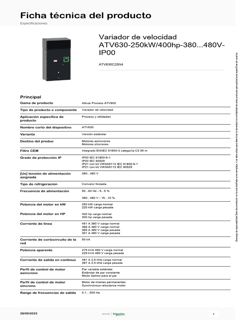 Altivar Process 600 - ATV630C25N4 | PDF