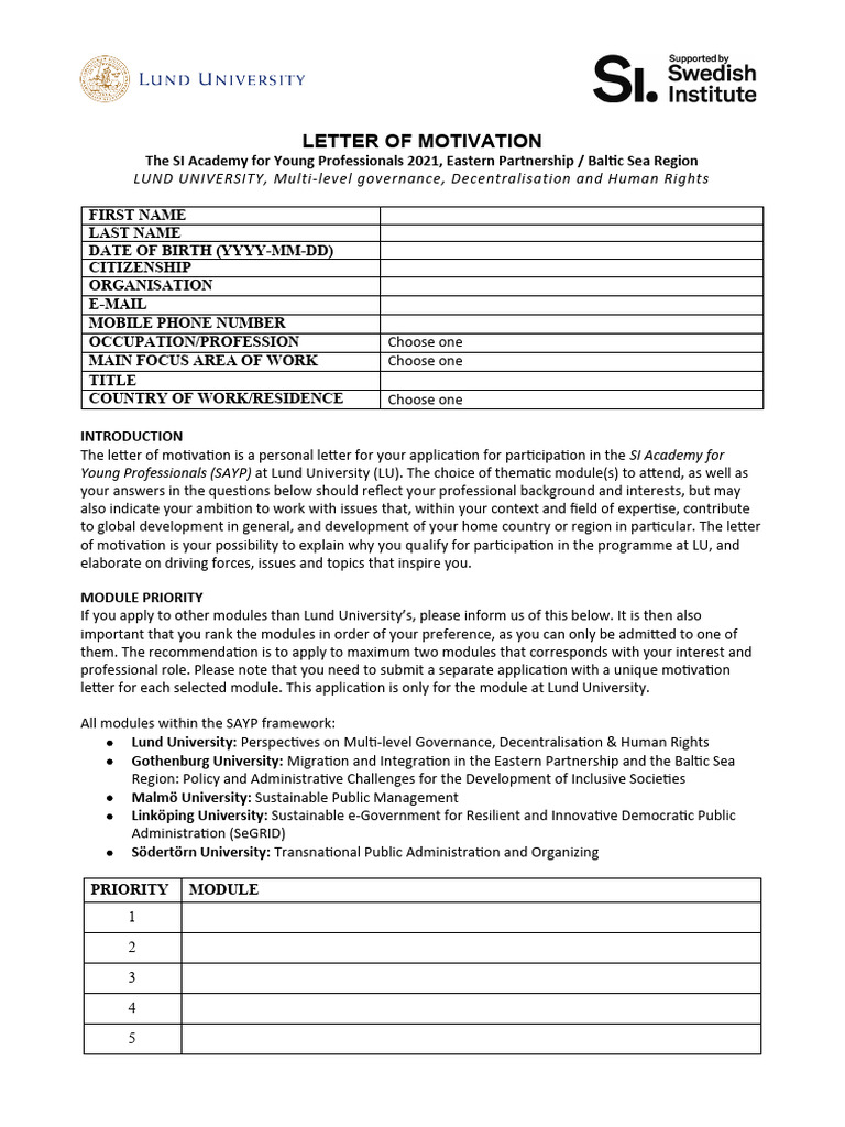 Motivation Letter Dec Human Rights | PDF