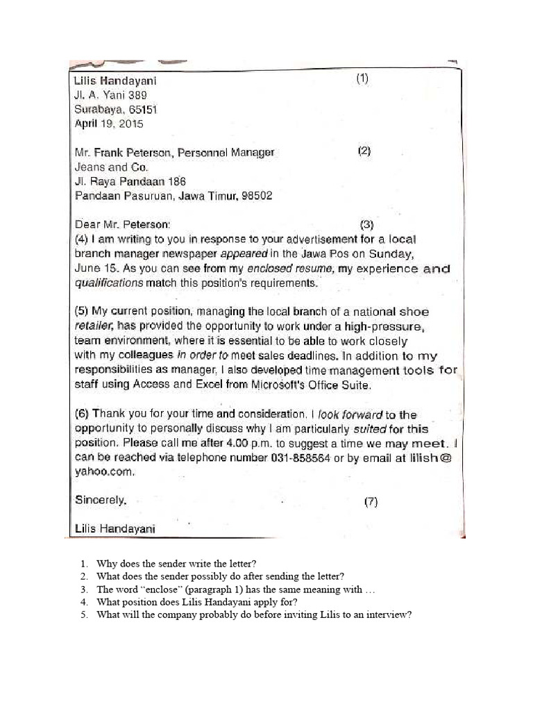 Exercise Application Letter | PDF