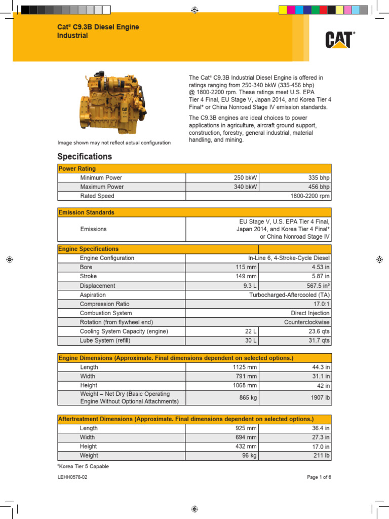 C9.3B Lehh0578-02 | PDF | Horsepower | Diesel Engine