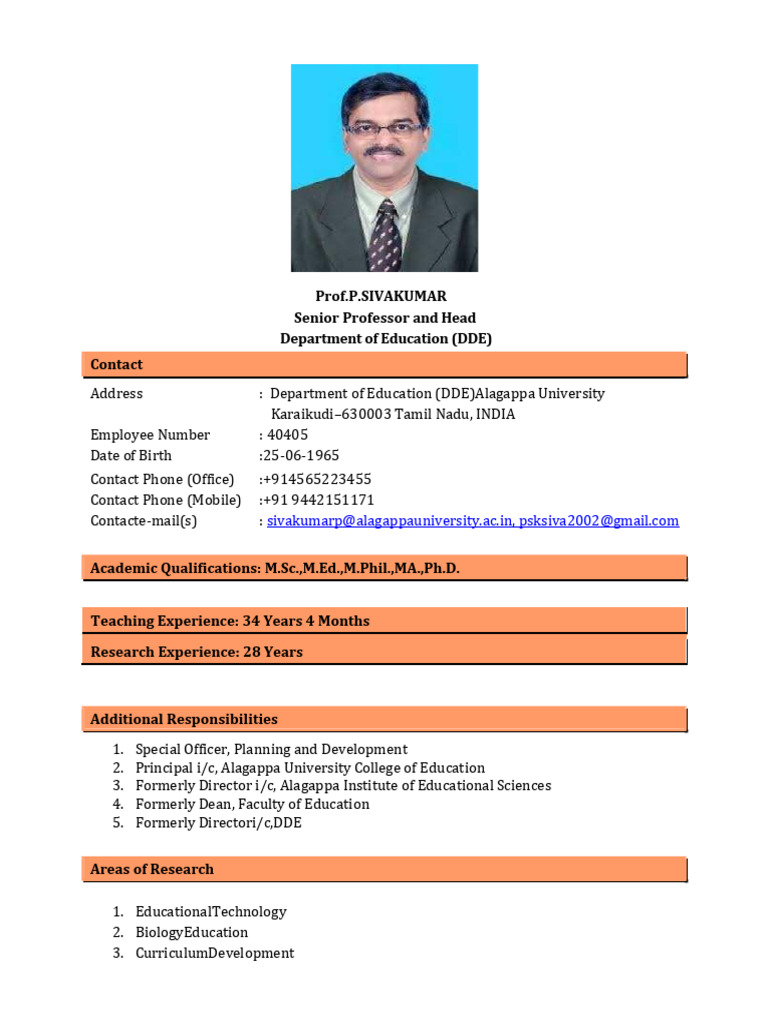 Prof P Sivakumar | PDF | Engineering | Science