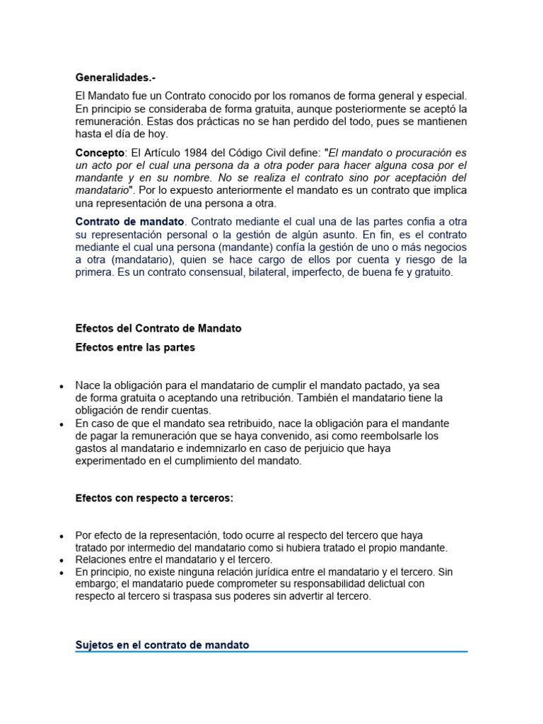 Contrato de Mandato | PDF | Poder legal | Ley común