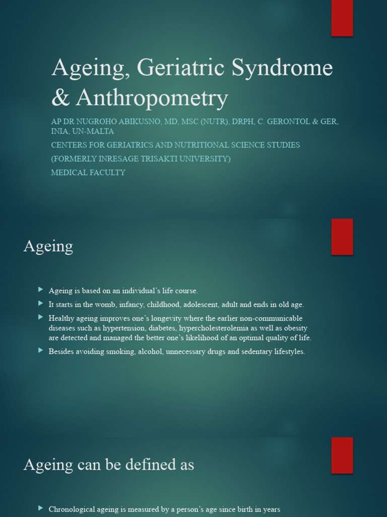 Ageing, Geriatric Syndrome & Anthropometry - Ger.08.11.2021.dsn | PDF ...