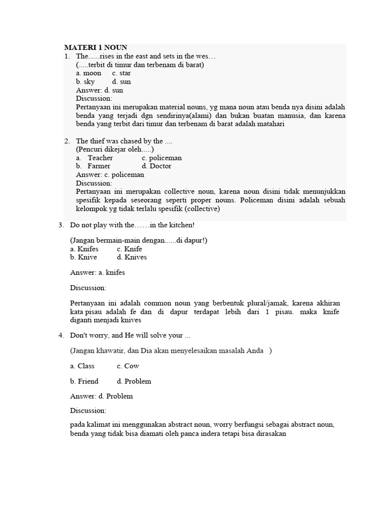 Materi Bahasa Inggris: Nouns, Pronouns, Verbs | PDF