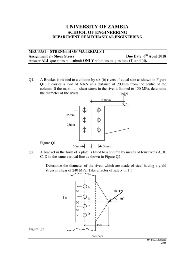 Shear Stress Assignment | PDF