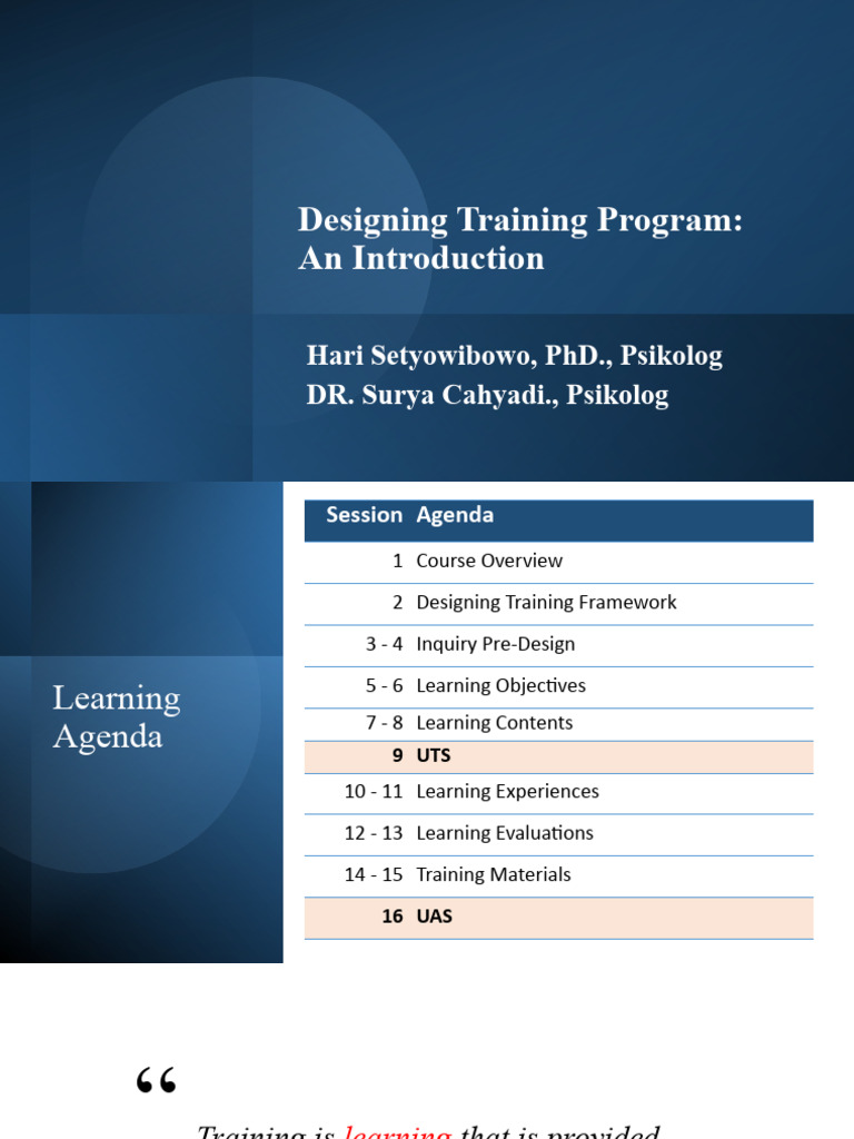 Design Training Program - An Introduction | PDF