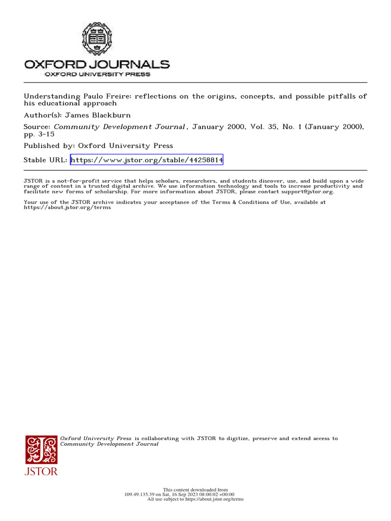 Blackburn UnderstandingPauloFreire 2000 | PDF