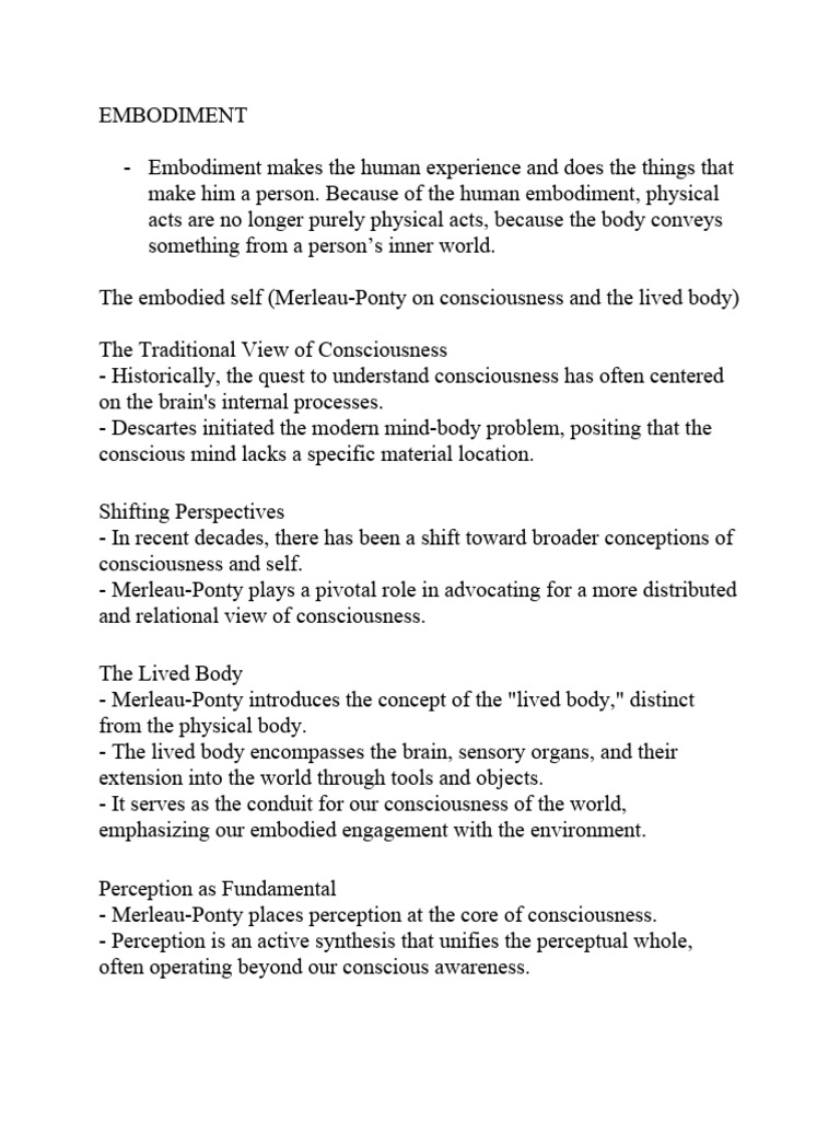 Embodiment | PDF | Consciousness | Perception