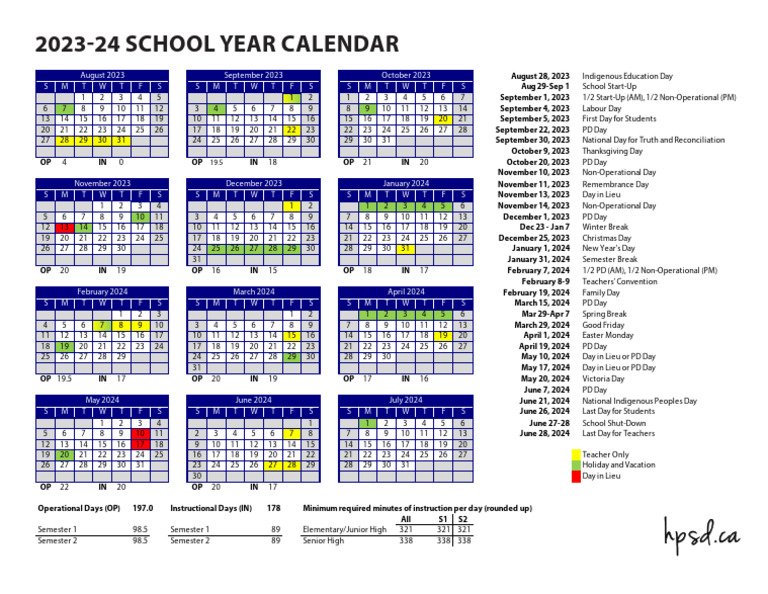 2023-24 School Year Calendar | PDF | Observances | Holidays