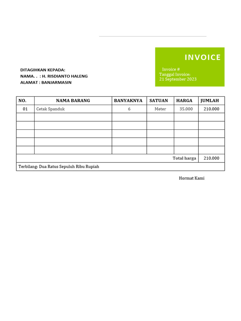 Invoice Cetak Spanduk Banjarmasin | PDF