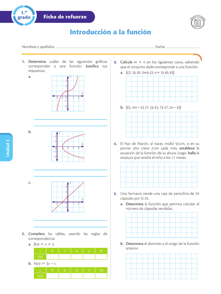 Ficha de Refuerzo - Funciones | PDF