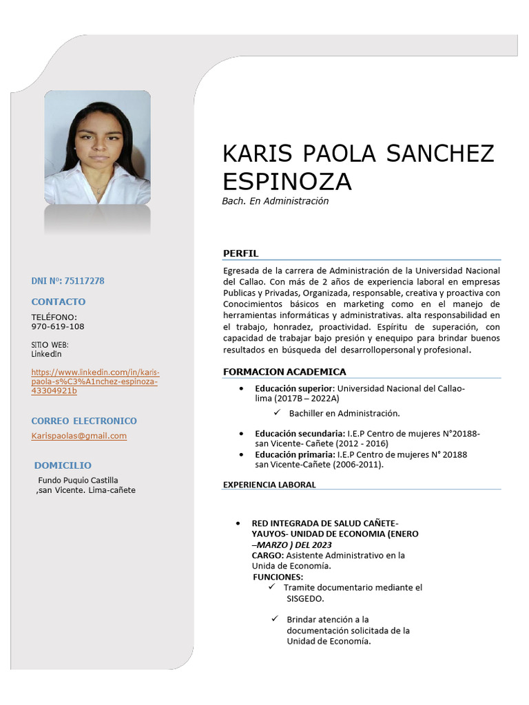 Documentos para Imprimir CV Karis | PDF