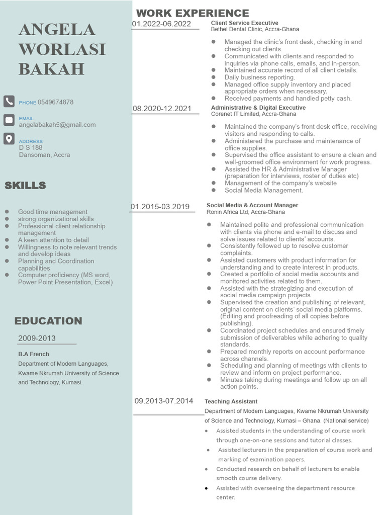 Resume - Angela Worlasi Bakah | PDF