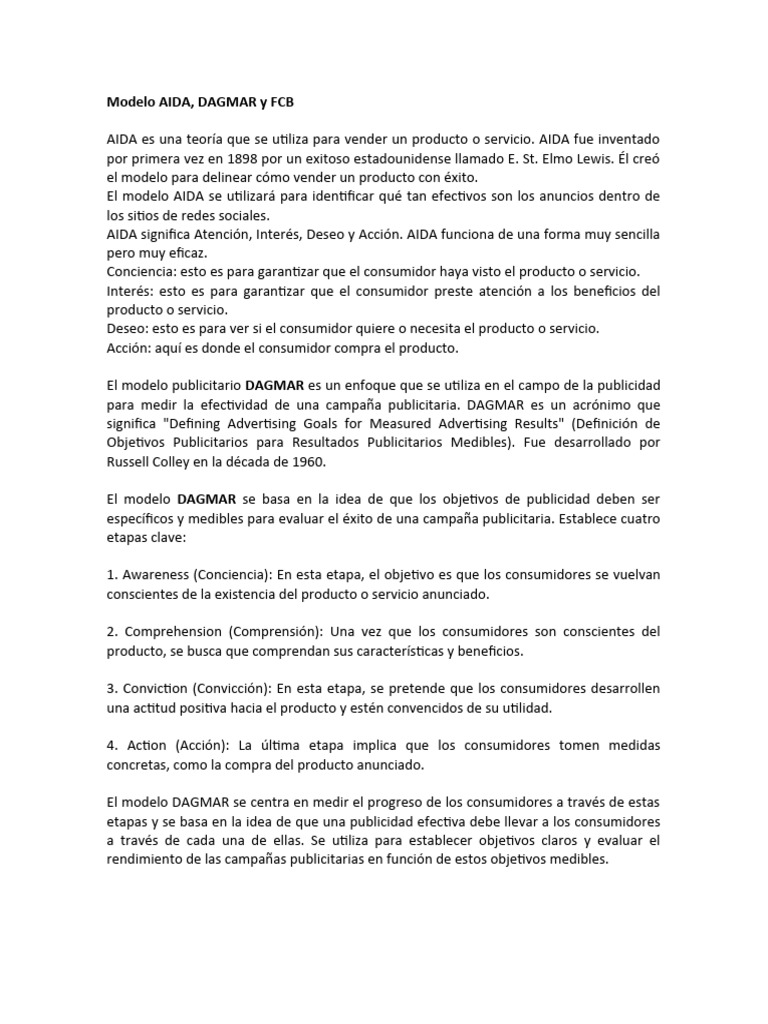 Modelos AIDA_DAGMAR_FCB | PDF
