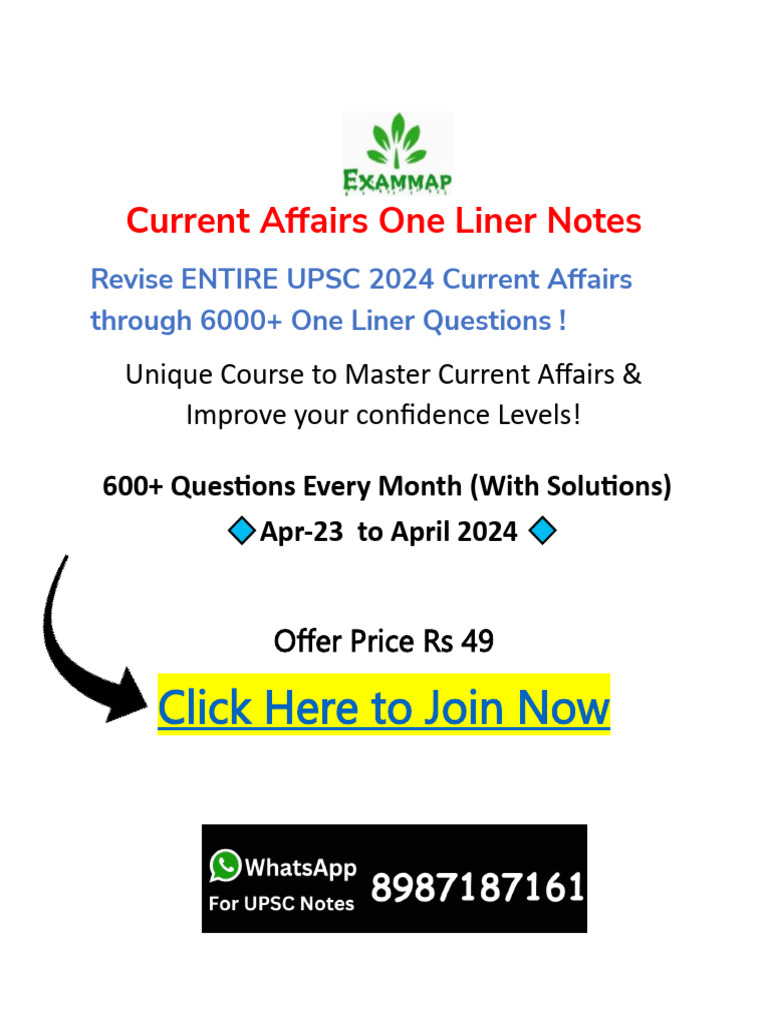 Current Affairs Notes For UPSC CSE - Current Affairs One Liner Notes ...