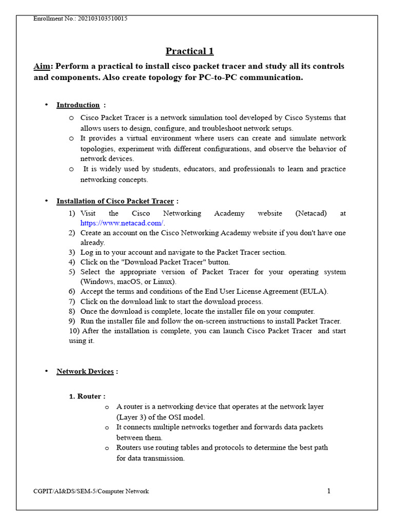 Practical 1 | PDF | Computer Network | Network Switch