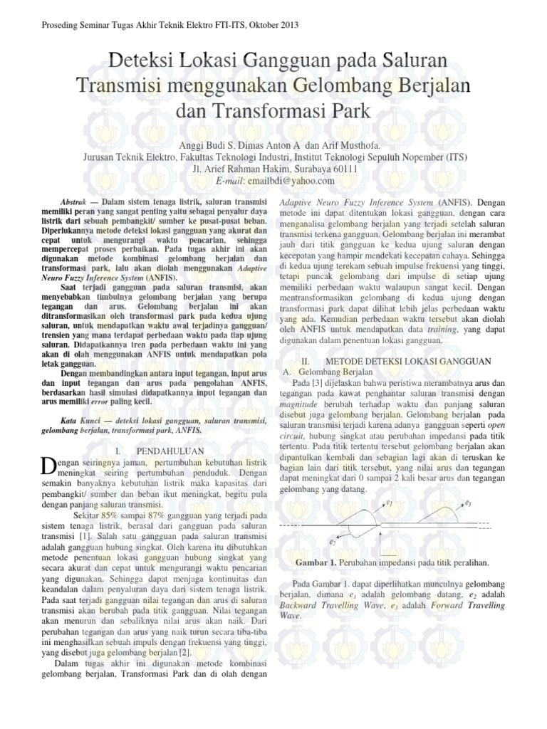 Deteksi Lokasi Gangguan Pada Saluran Transmisi Menggunakan Gelombang ...